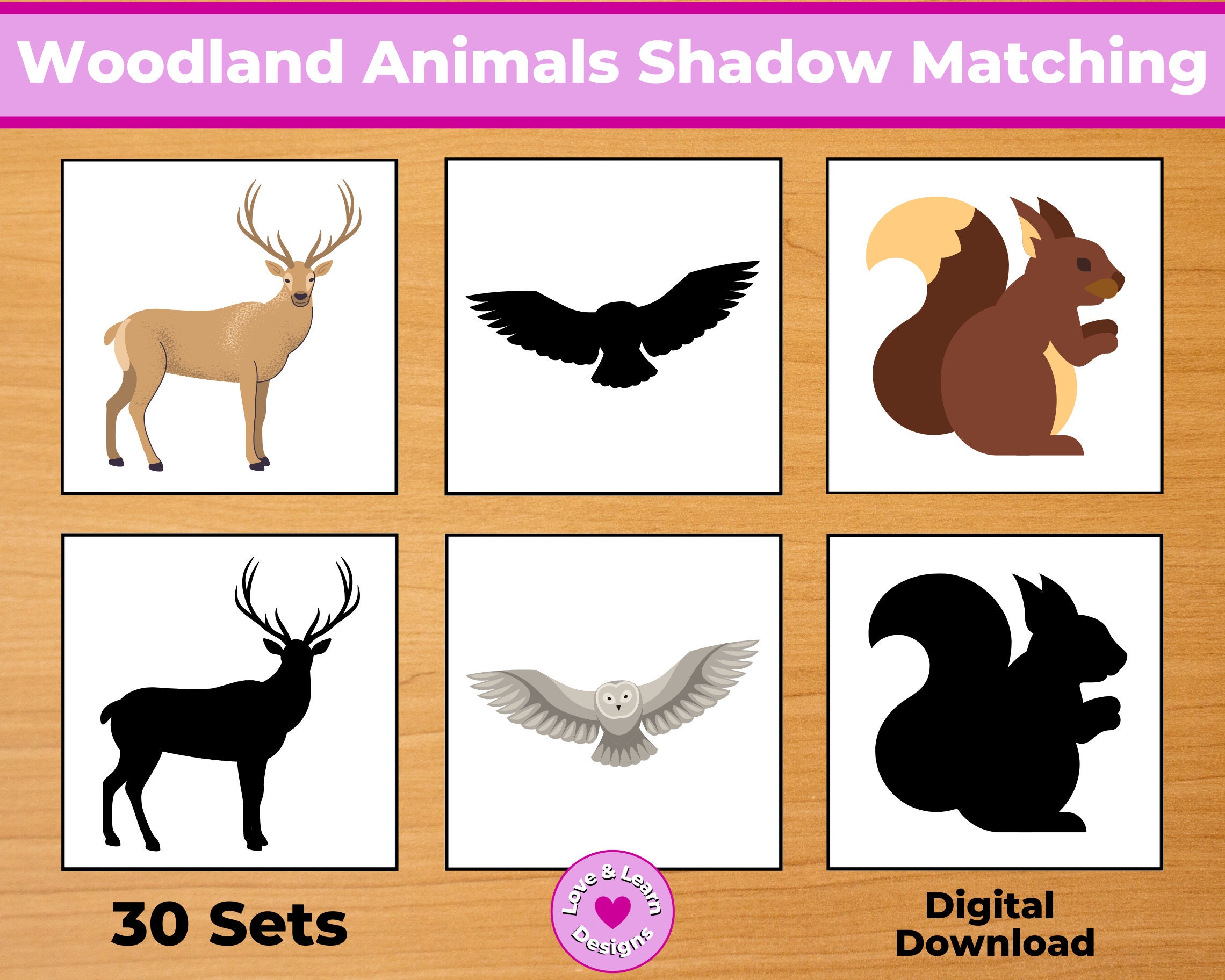 Woodland Animals Shadow Matching Cards| Child Inspired Printables ...