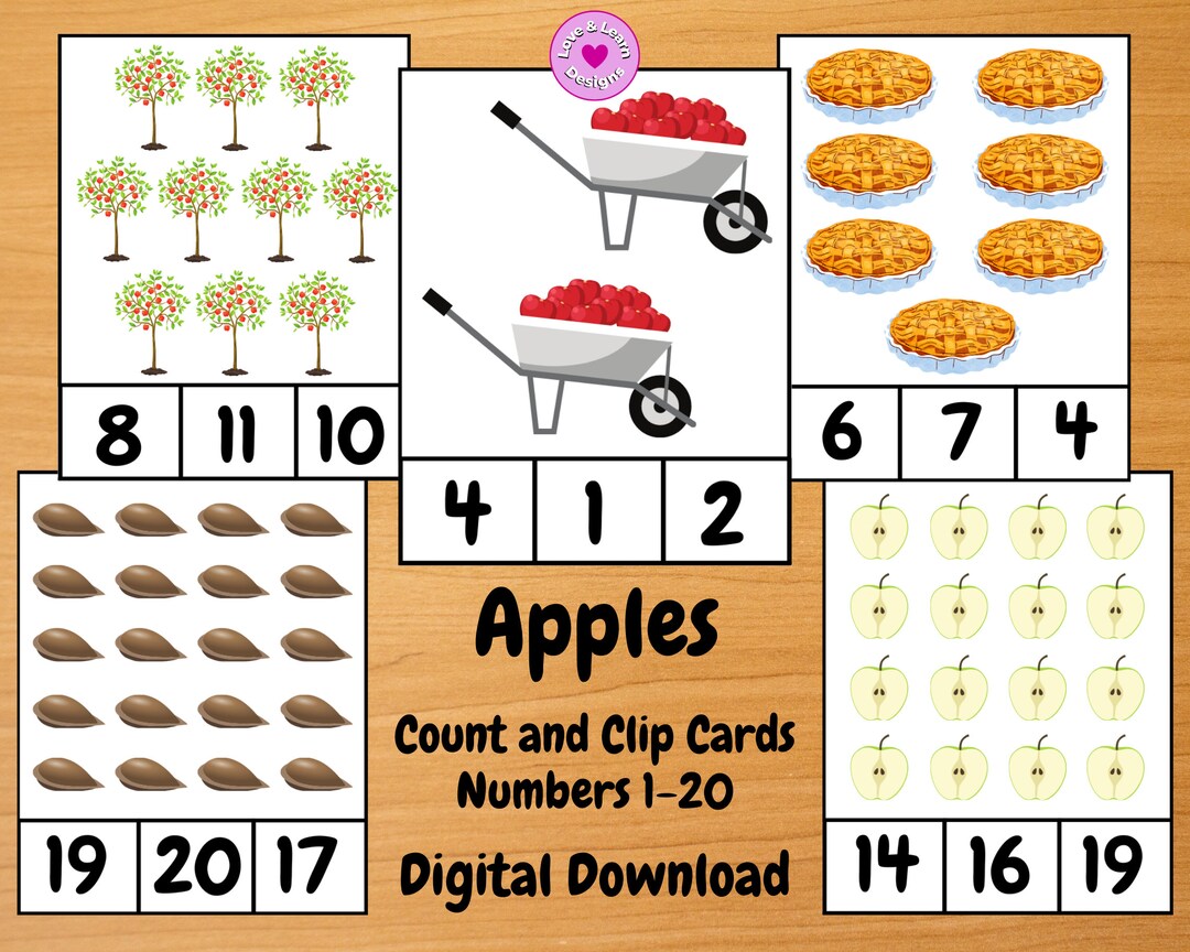 Apples Count and Clip Cards| Printable Digital Download| Montessori ...