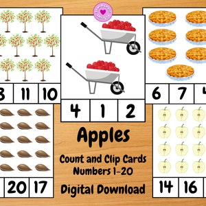 Apples Count and Clip Cards| Printable Digital Download| Montessori ...