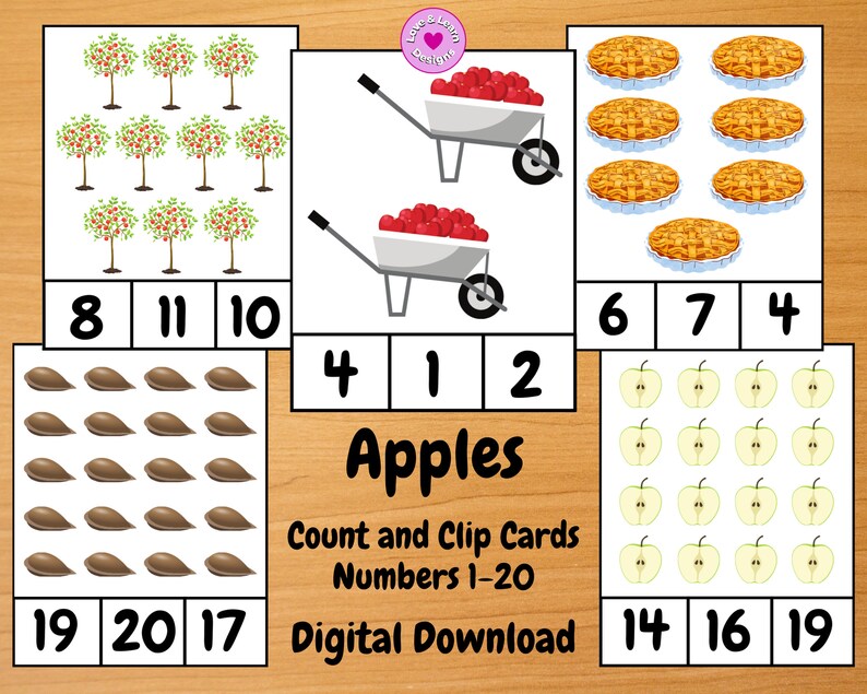 Apples Count and Clip Cards| Printable Digital Download| Montessori ...