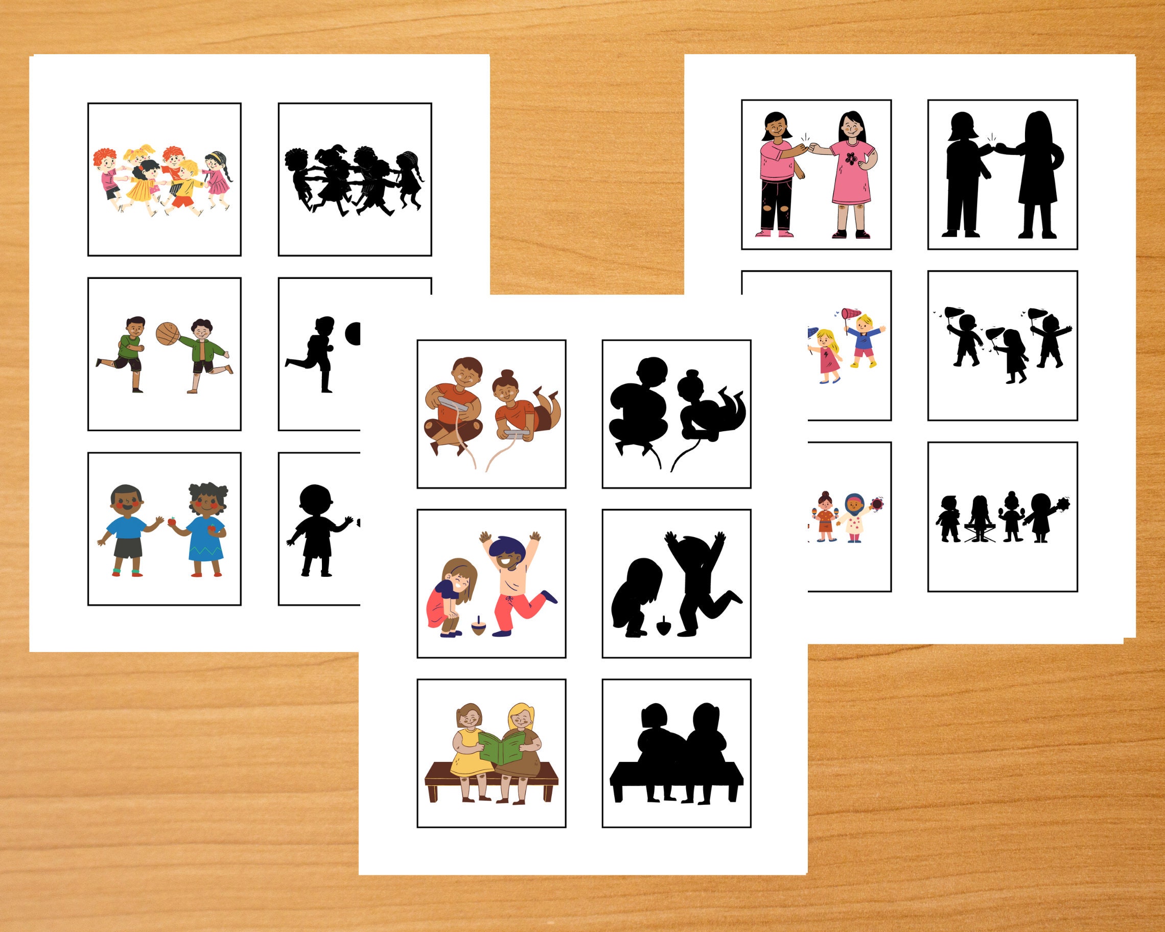 Friendship Shadow Matching Cards Child Inspired Printables Digital ...