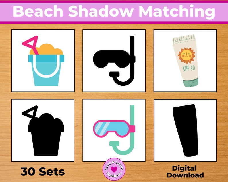 Beach Shadow Matching Cards Printable Digital Download| Montessori ...