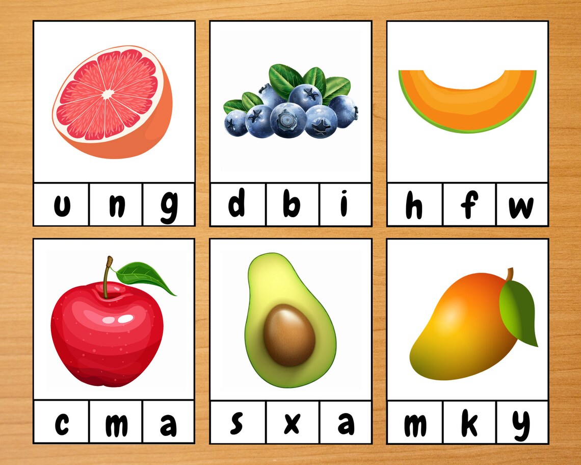 Fruit Beginning Letter Sound Clip Cards Printable Digital Download ...