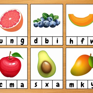 Fruit Beginning Letter Sound Clip Cards| Printable Digital Download ...