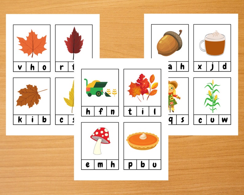 Autumn Beginning Letter Sound Clip Cards Child Inspired - Etsy
