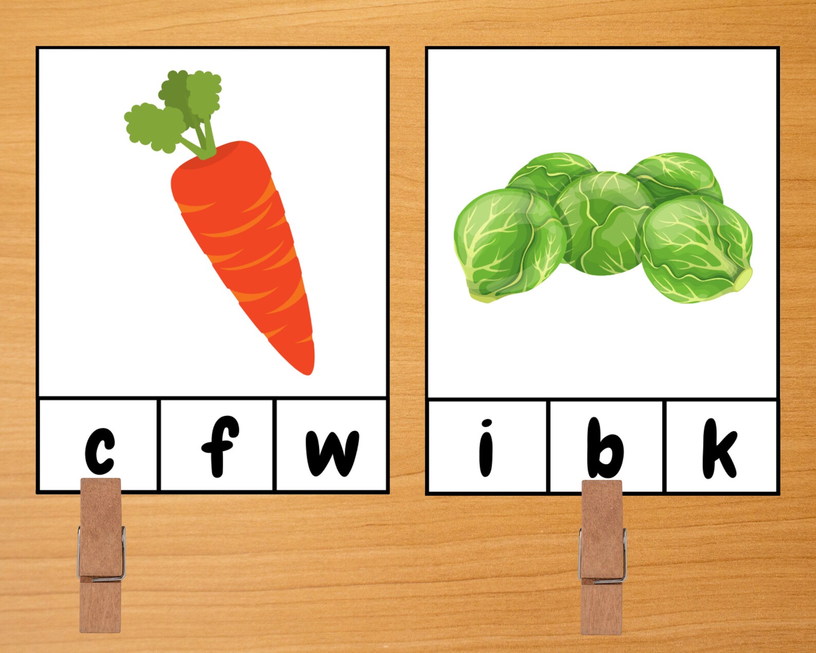 Vegetables Beginning Letter Sound Clip Cards| Printable Digital ...