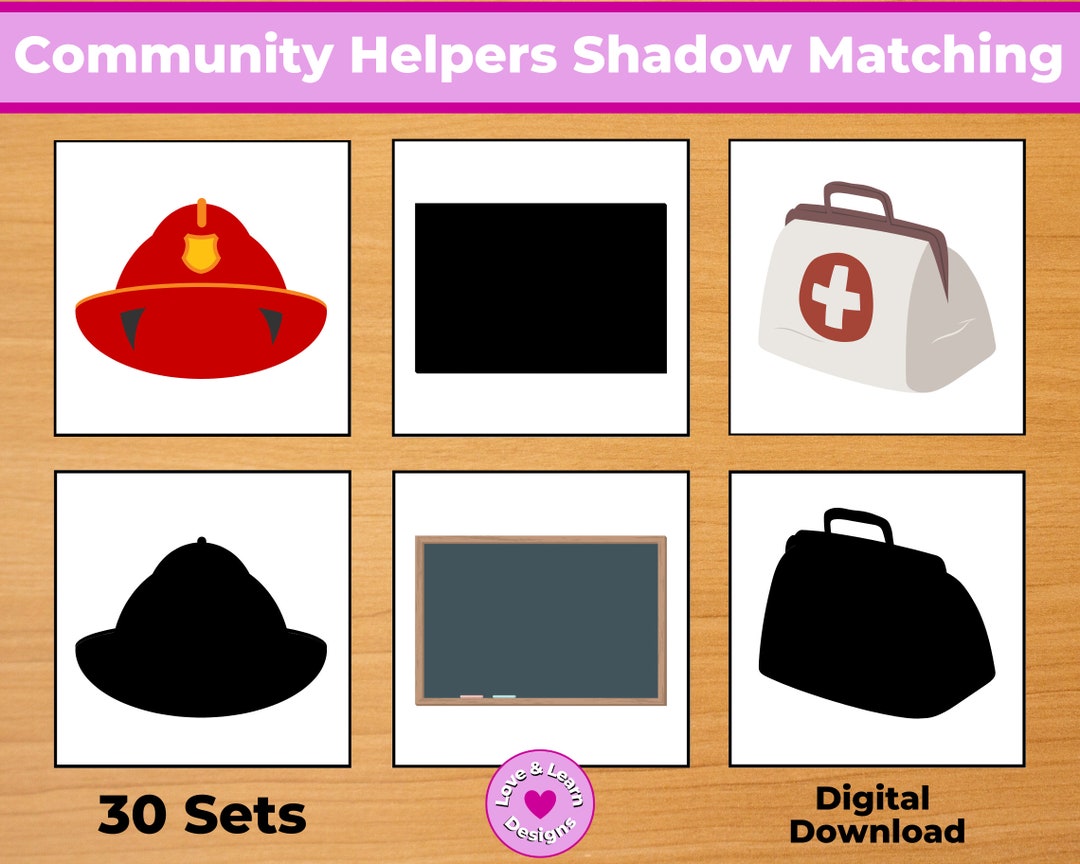 Community Helpers Shadow Matching Cards| Child Inspired Printables ...