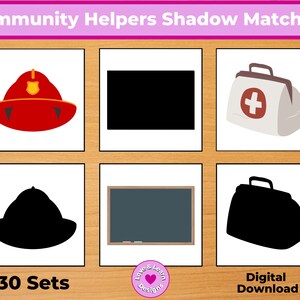 Community Helpers Shadow Matching Cards| Child Inspired Printables ...