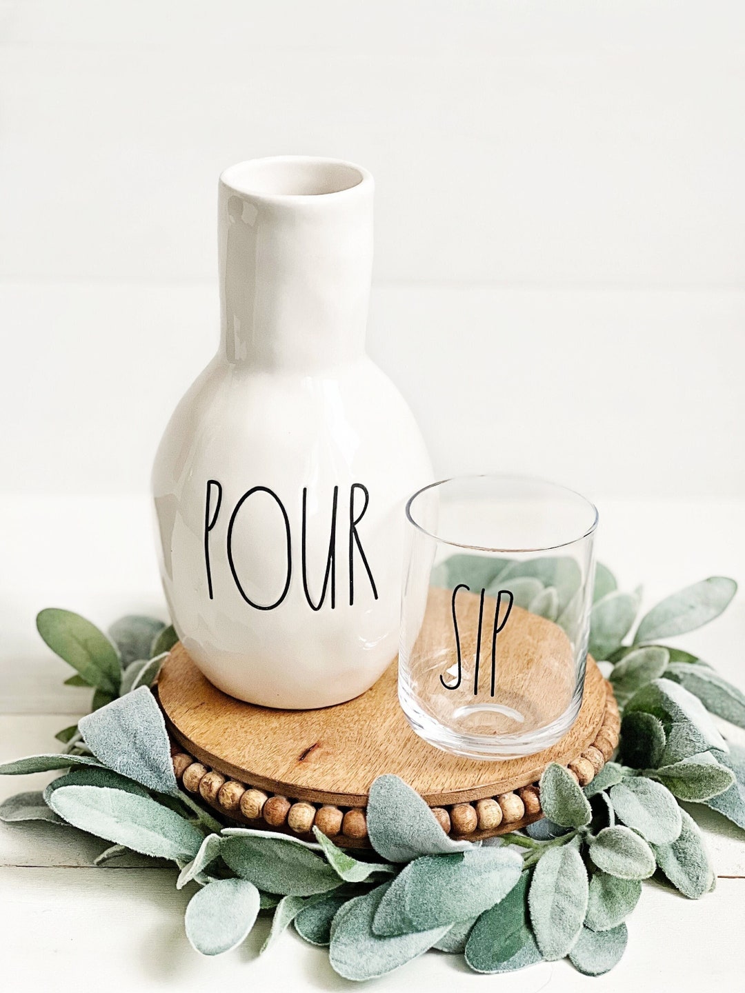 Rae Dunn Pour Pitcher/ Sip Mug Set - Etsy