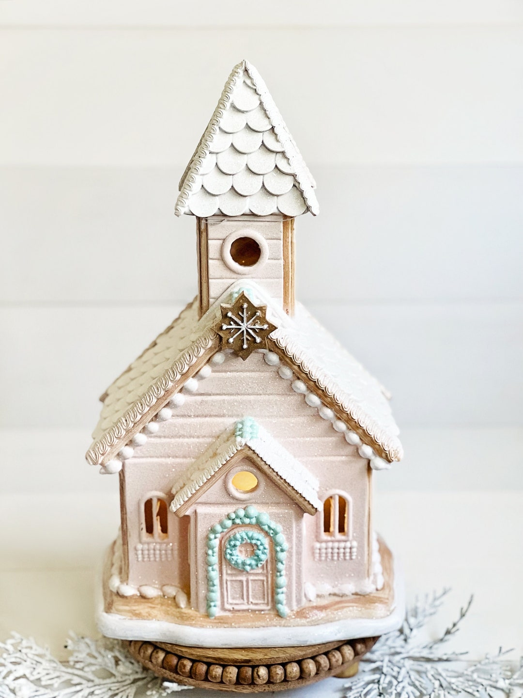 Pastel Gingerbread Cookie Candy Church Tabletop Decor for Chrisrmas ...