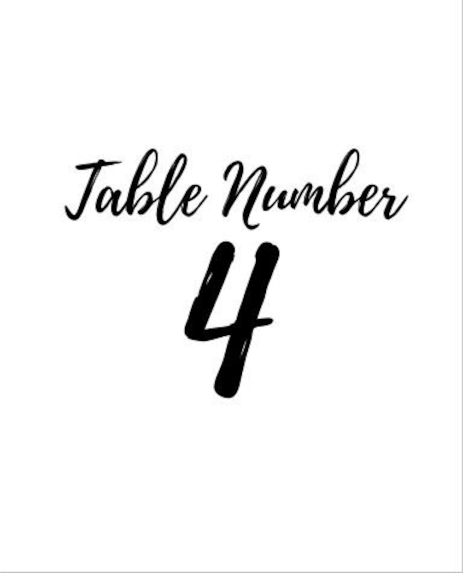Printable Table Numbers 4X6 | Etsy