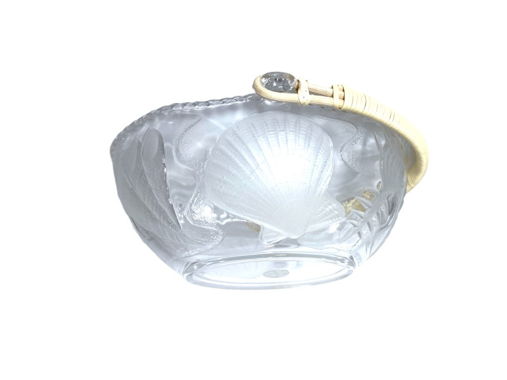 Vintage Aderia Glass Nautilus Pattern Oval Embossed Seashell Clear ...