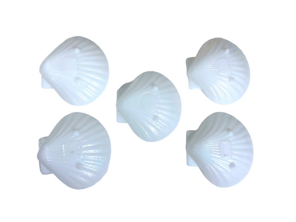 Set of Five Vintage Glasbake Milk Glass Footed Clam Shell Shaped Dishes ...