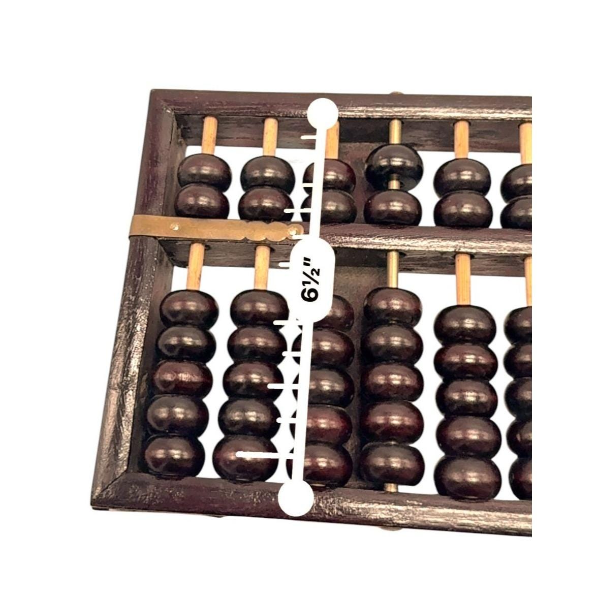 Vintage Wooden Abacus 14" Traditional Chinese Counting Tool With Brass ...