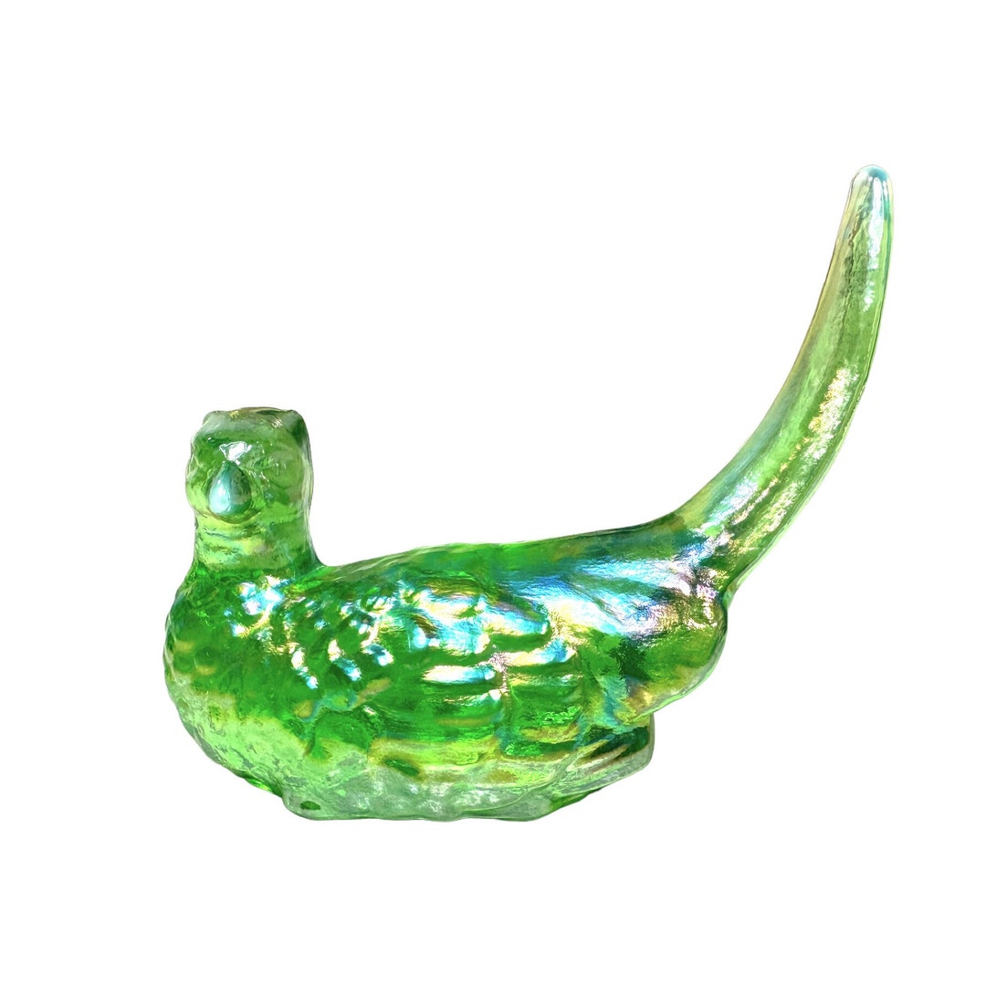 Vintage Mosser Glass Company Iridescent Green Glass Pheasant Bird - Etsy