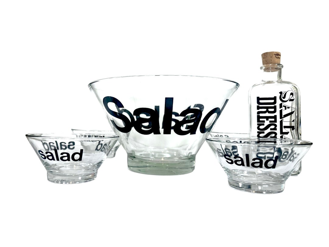 1970s Retro Wheaton Salad Bowls and Dressing Container - Set of 6 - Etsy