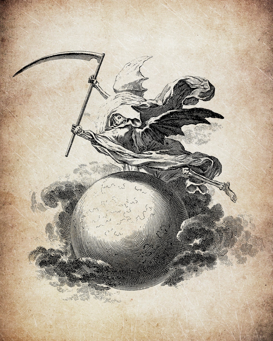 Death Reaper Vintage Art Downloadable Art Grim Reaper - Etsy UK