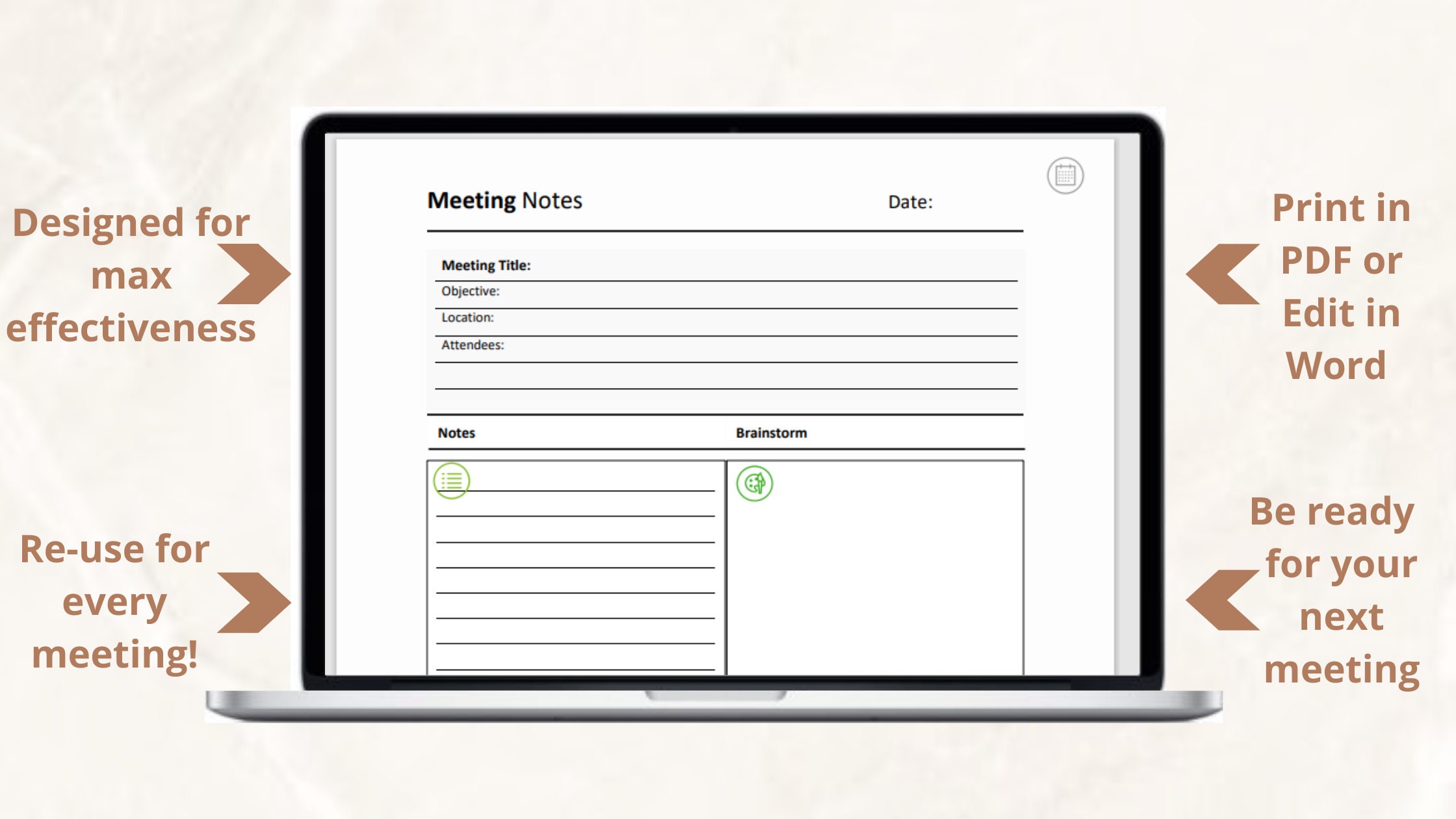 Meeting Notes Template, Printable Work Organizer (word, PDF) - Etsy