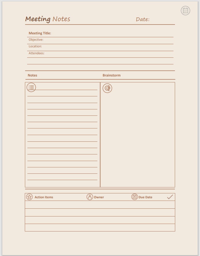 Meeting Notes, Editable and Printable Work Organizer, Daily Weekly Work ...