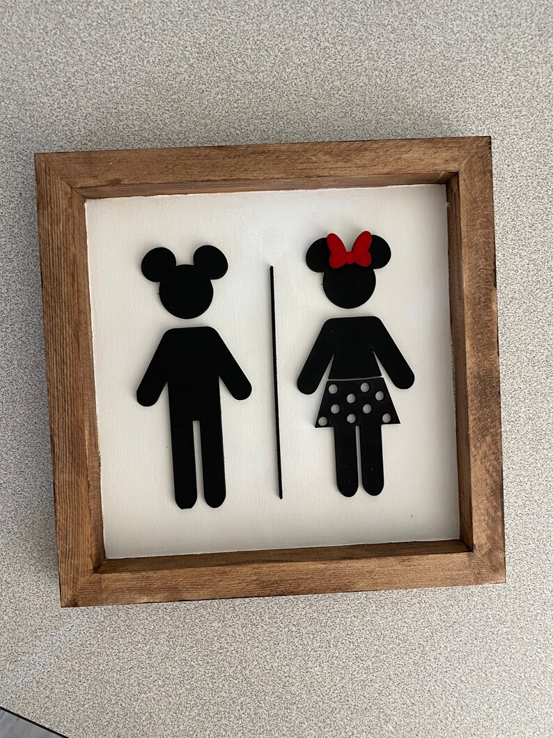 Mickey and Minnie Inspired Bathroom Sign - Etsy