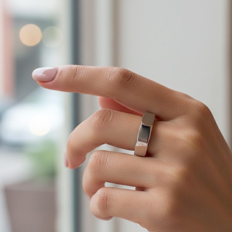 Octagon 6mm Wedding Ring Platinum – Modern Geometric Design With ...