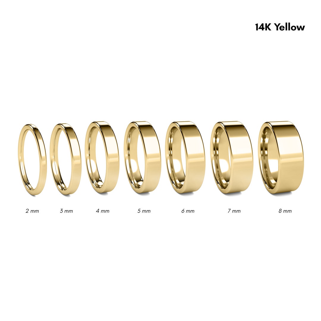 14K Solid Gold European Wedding Band - Women's Men's Gold Wedding Band ...