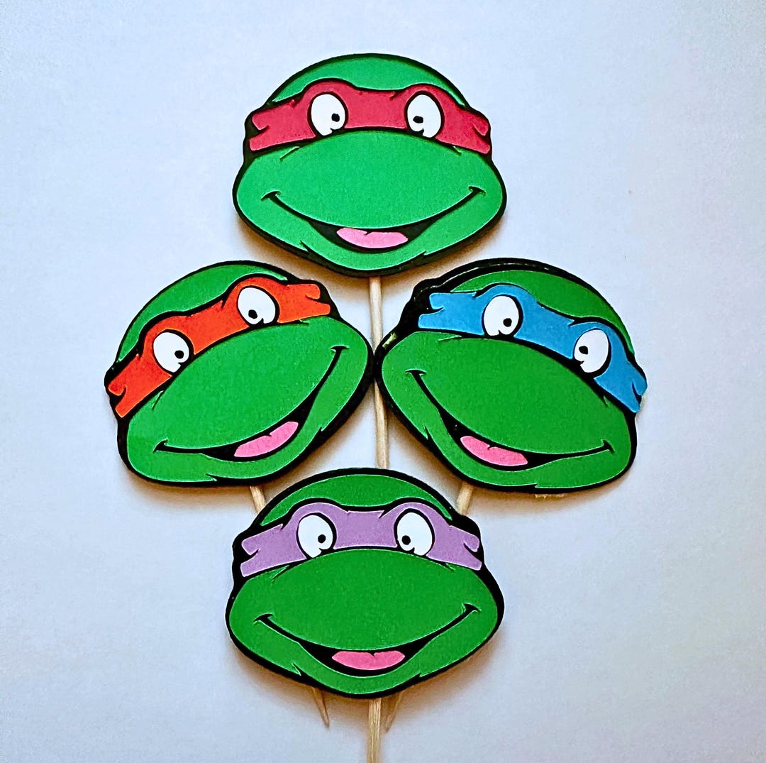 Ninja Turtle 4” Cake Toppers– TMNT Birthday Party Decorations ...