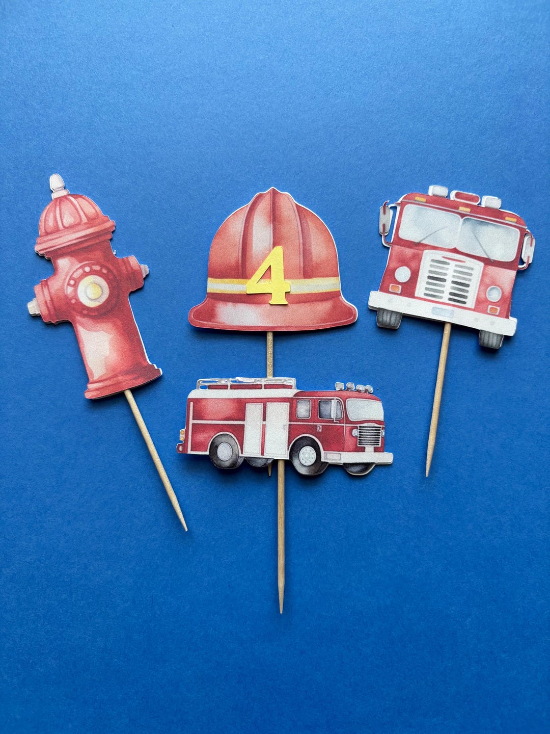 Fire Truck Cupcake Toppers – Personalized Firefighter Birthday ...