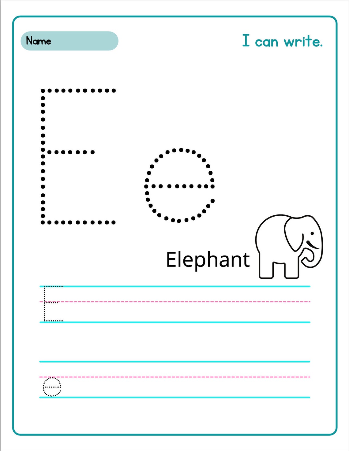 Letter Tracing Worksheet - Etsy