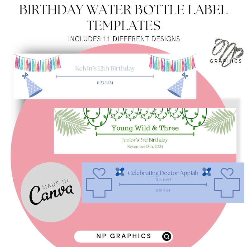 Birthday Water Bottle Label Template | Editable and Personalized Event ...