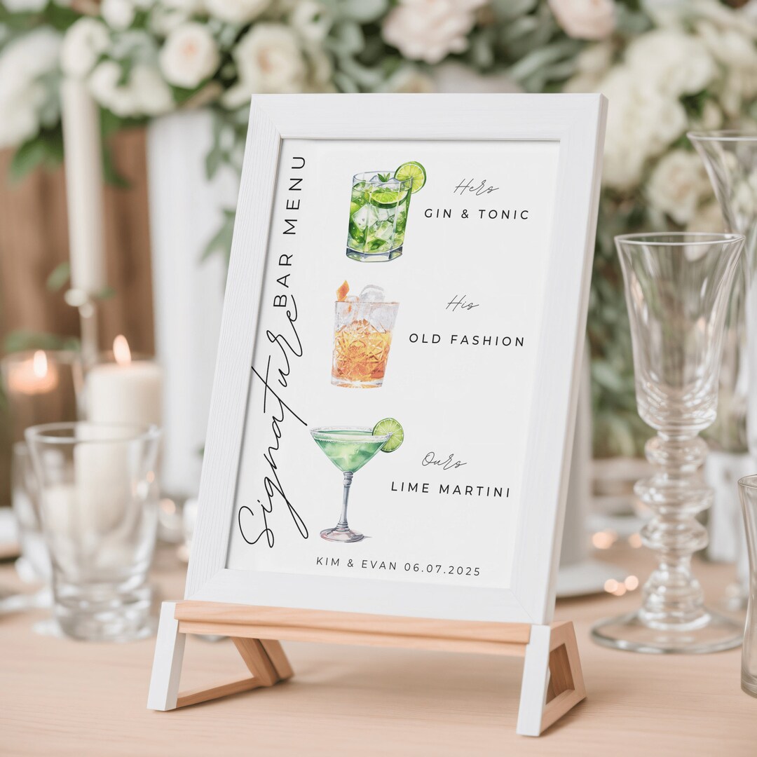 Minimalist Bar Menu Template Bundle, Signature Drink Sign ,modern ...
