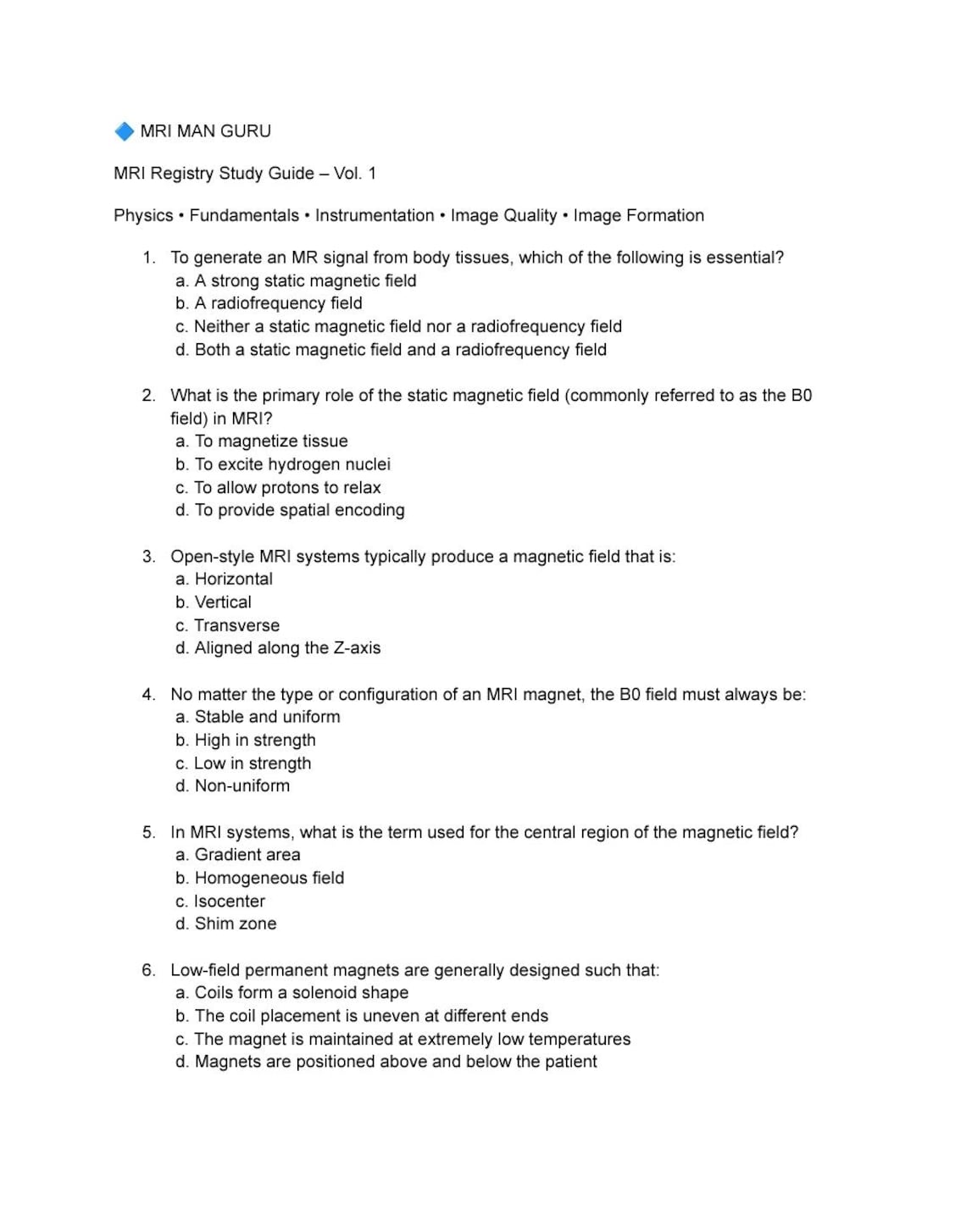 MRI Registry Study Guide – Vol. 1 | MRI Physics, Fundamentals ...