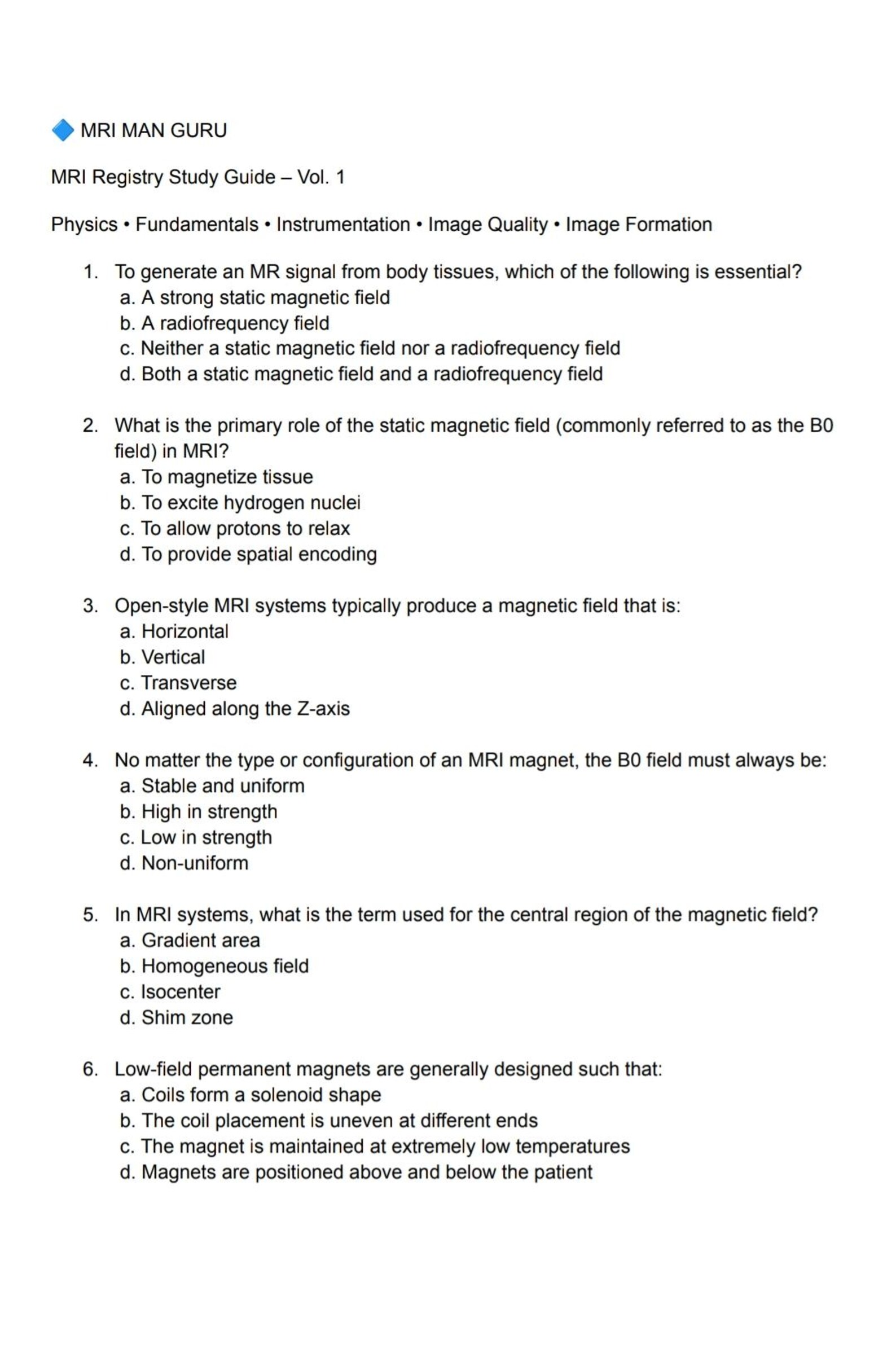 Mri Man Guru Mri Registry Study Guide Vol.1 Physics, Fundamentals ...