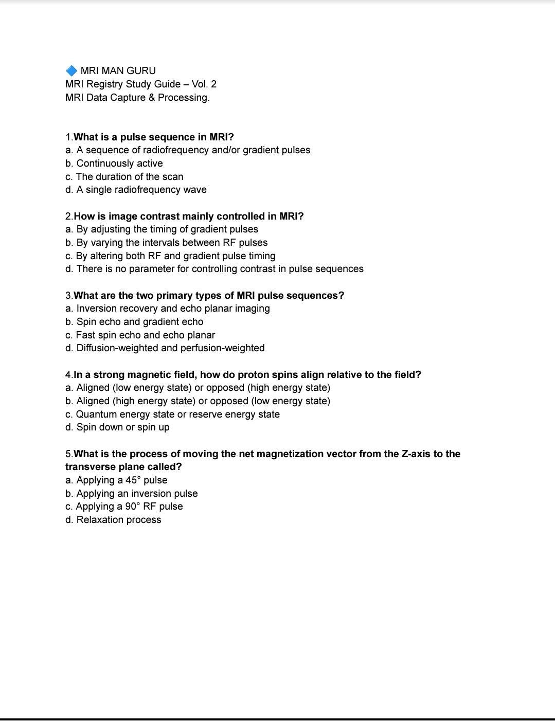 Mri Man Guru Mri Registry Study Guide Vol.2 MRI Data Capture and ...