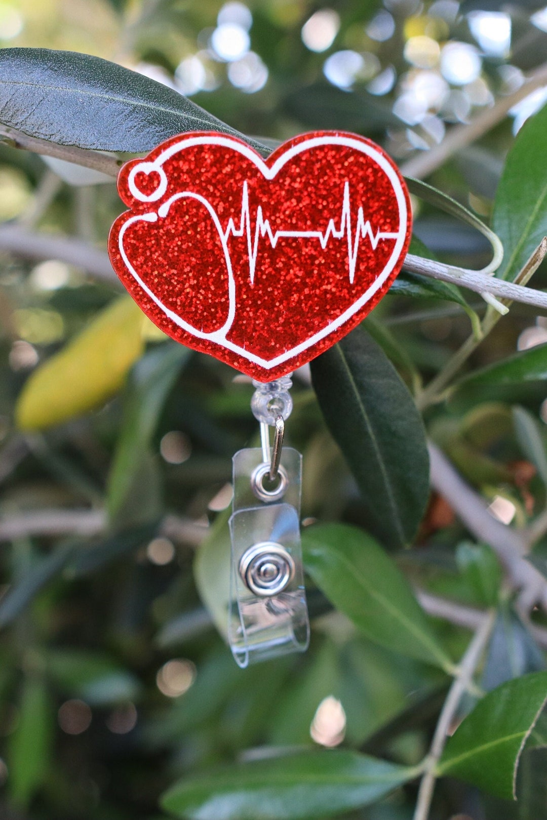 Heart ECG Stethoscope Badge Reel, Retractable Badge Reel, Badge Holder ...