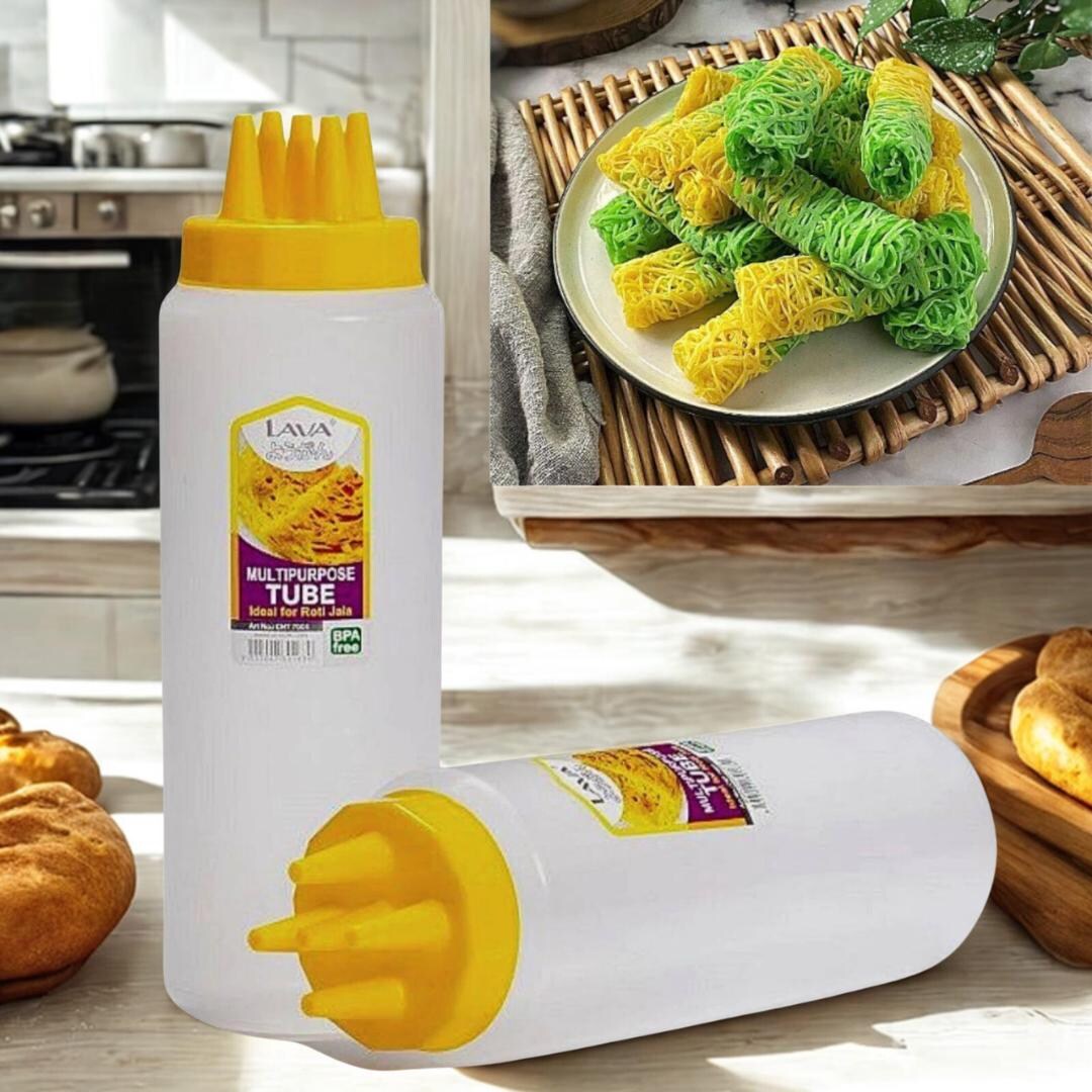 5 Tip Squeeze Dispenser Bottle Roti Jala, Lacy Crepe Net Pancake Maker ...
