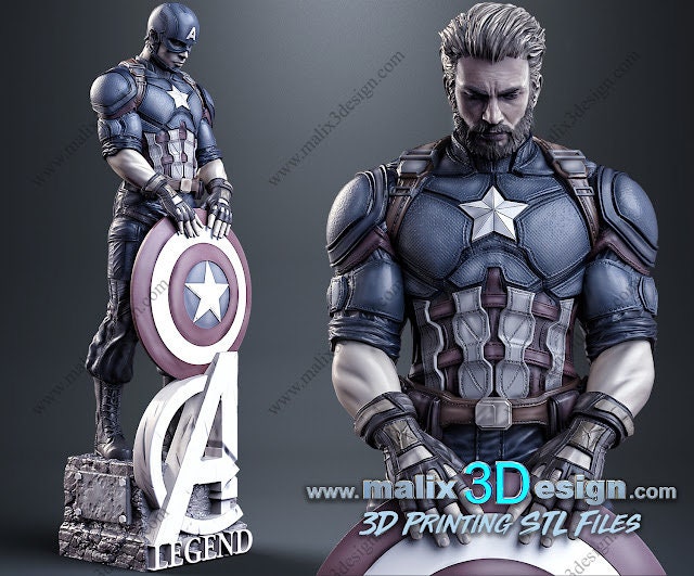 Captain America 3D STL Digital Figure File Format 3D Printer | Etsy