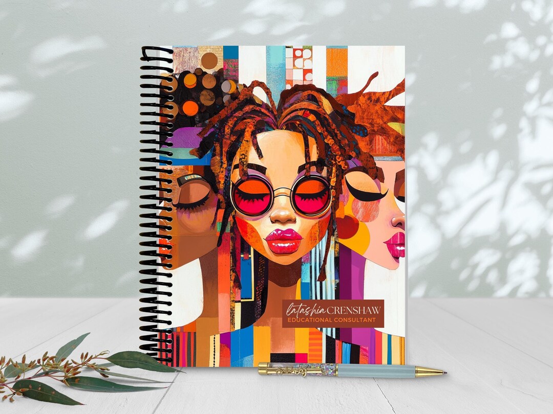 Kaleidoscope Beauty 2025 Personalized Black Girl Dated Planner, Black ...