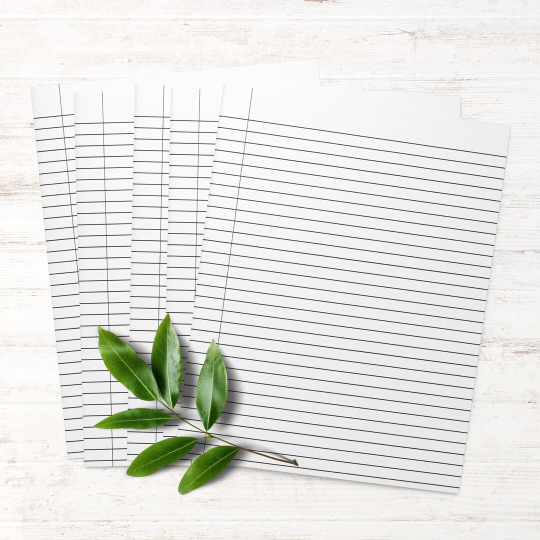 Printable College Ruled Digital Paper Set for Planners and Journals ...