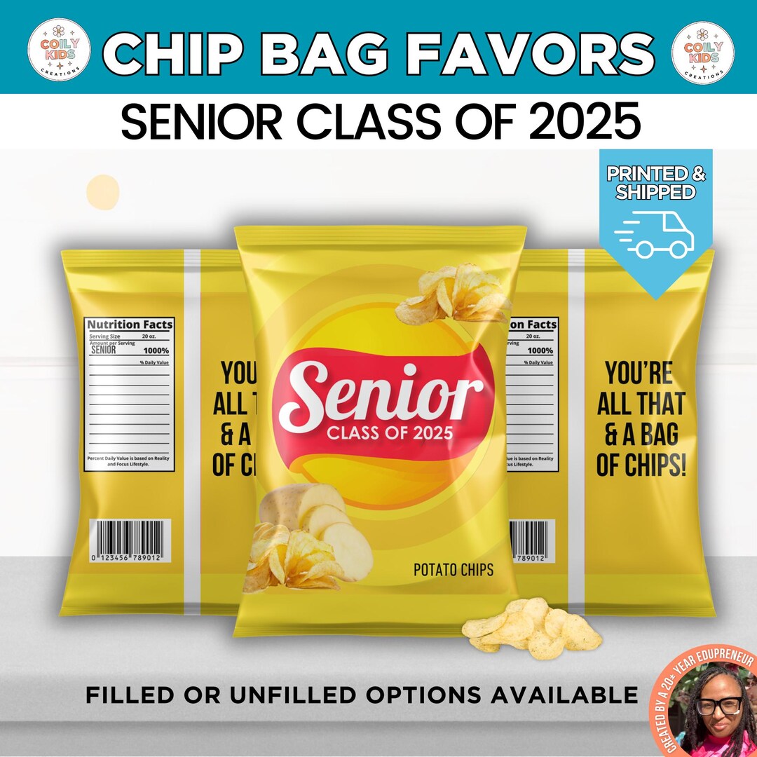 Potato Chip Bag Graduation, PRINTED AND SHIPPED, Custom Party Favor ...