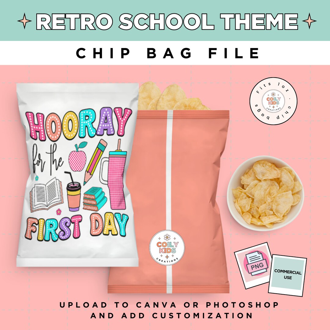 Retro School Theme Chip Bag Wrapper for Back to School Parties ...