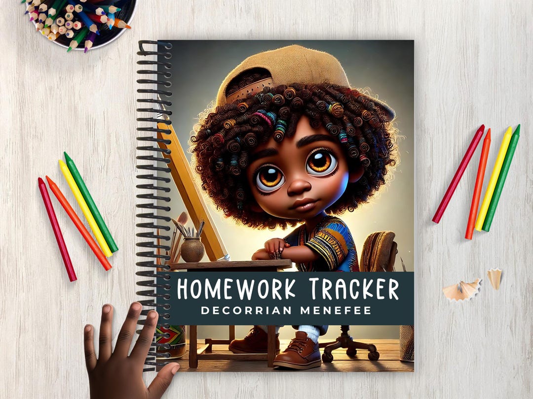 Personalized Homework Tracker, Custom Homeschool Black Boy Planner 2025 ...