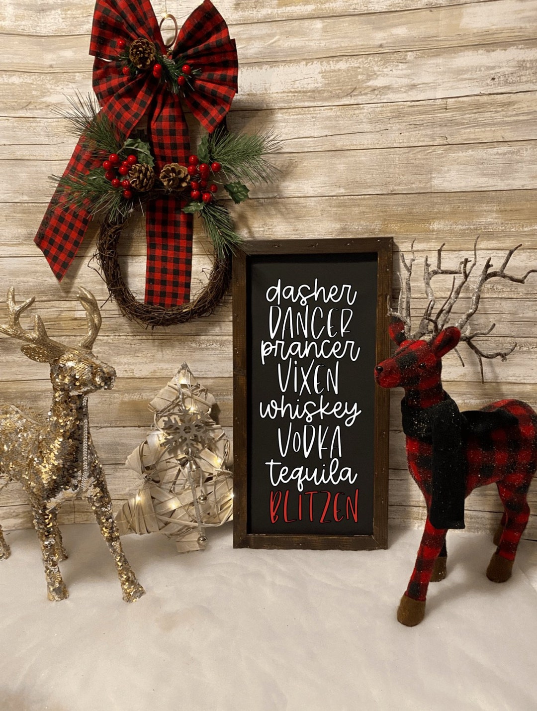 Santa's Drunk Reindeer Boozy Christmas Sign - Etsy