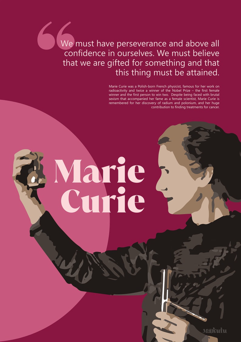 Marie Curie - Digital Poster Influential Women International Women's ...