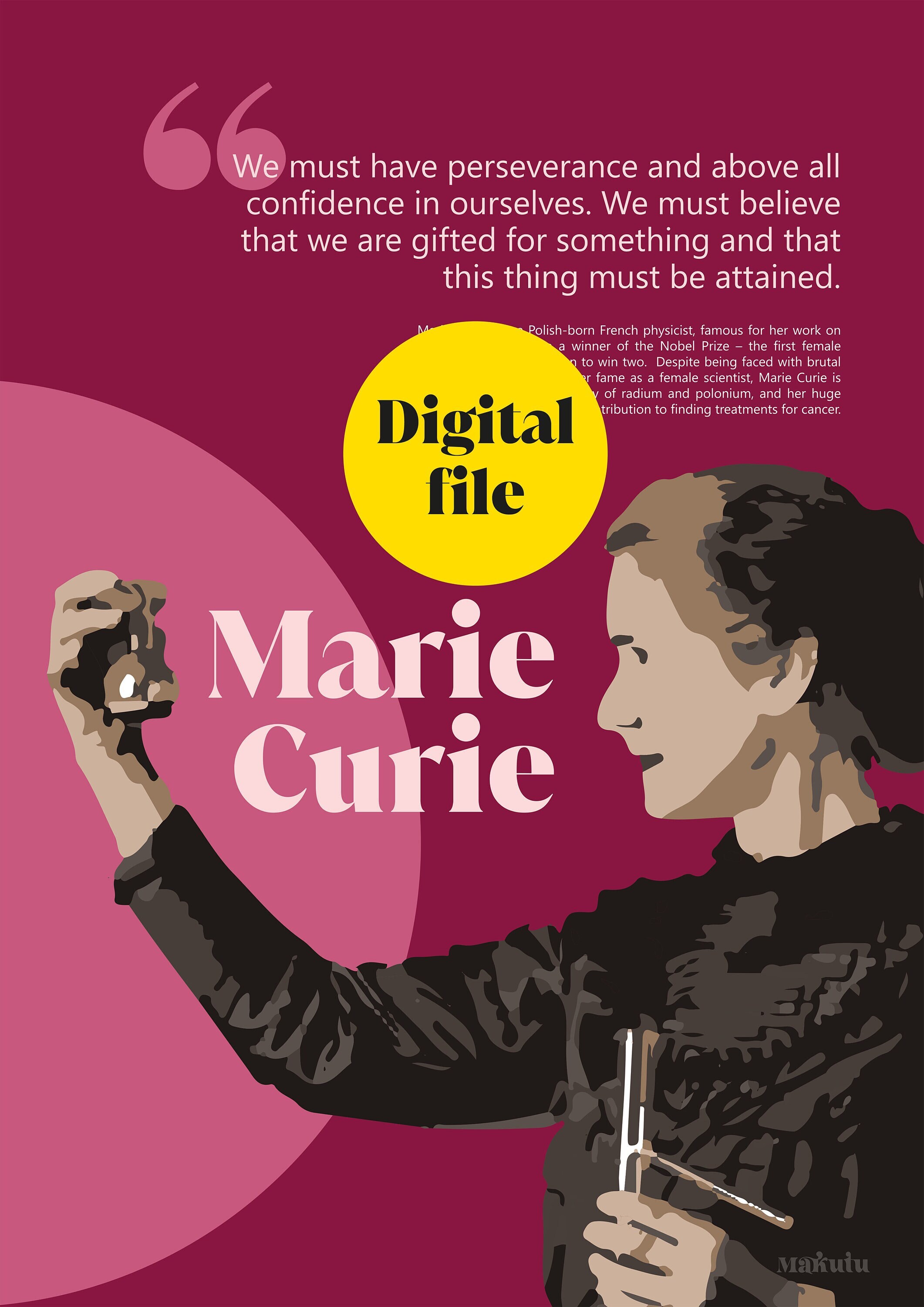 Marie Curie - Digital Poster Influential Women International Women's ...