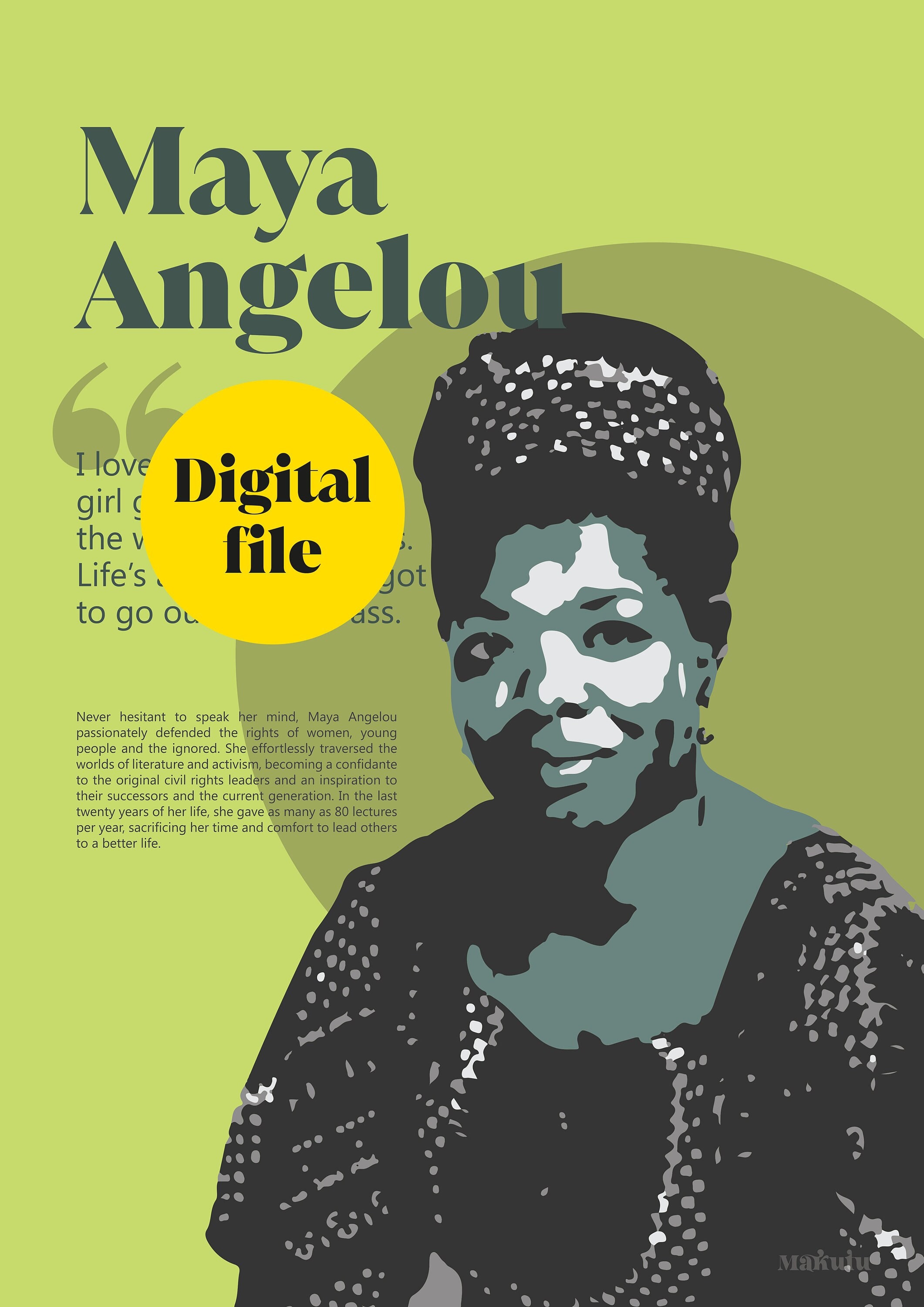 Maya Angelou - Digital Poster Influential Women International Women's ...