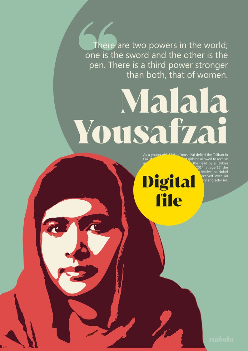Malala Yousafzai Digital Poster Influential Women International Women's ...