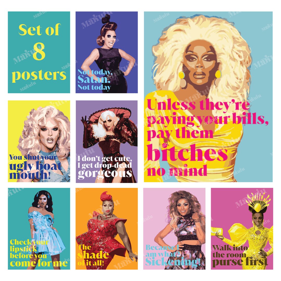 Set of 8 A3 Drag Queen Posters - Etsy