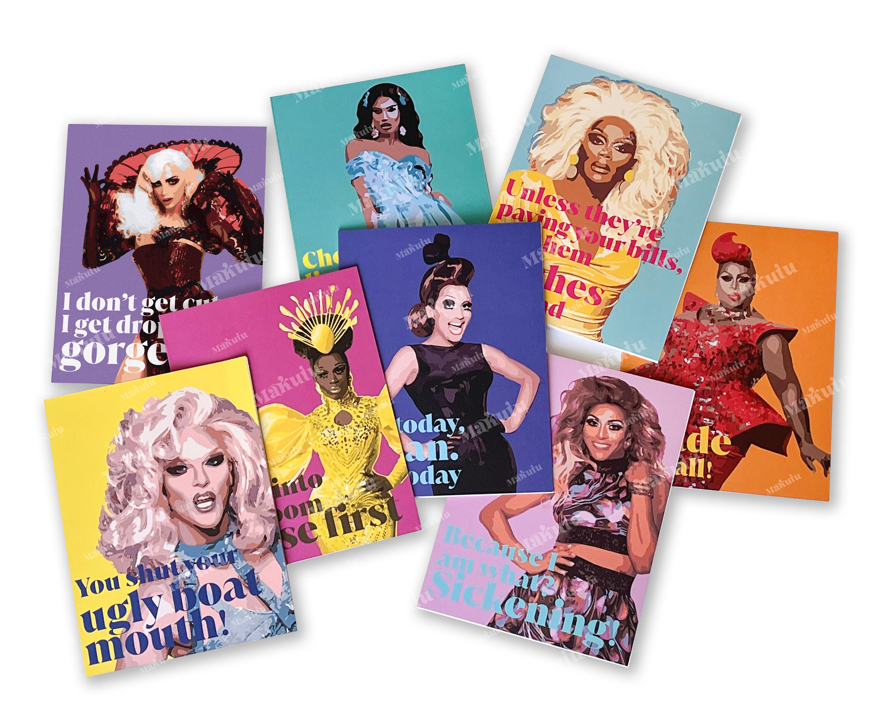 Set of 8 Drag Queen Greetings Cards - Etsy