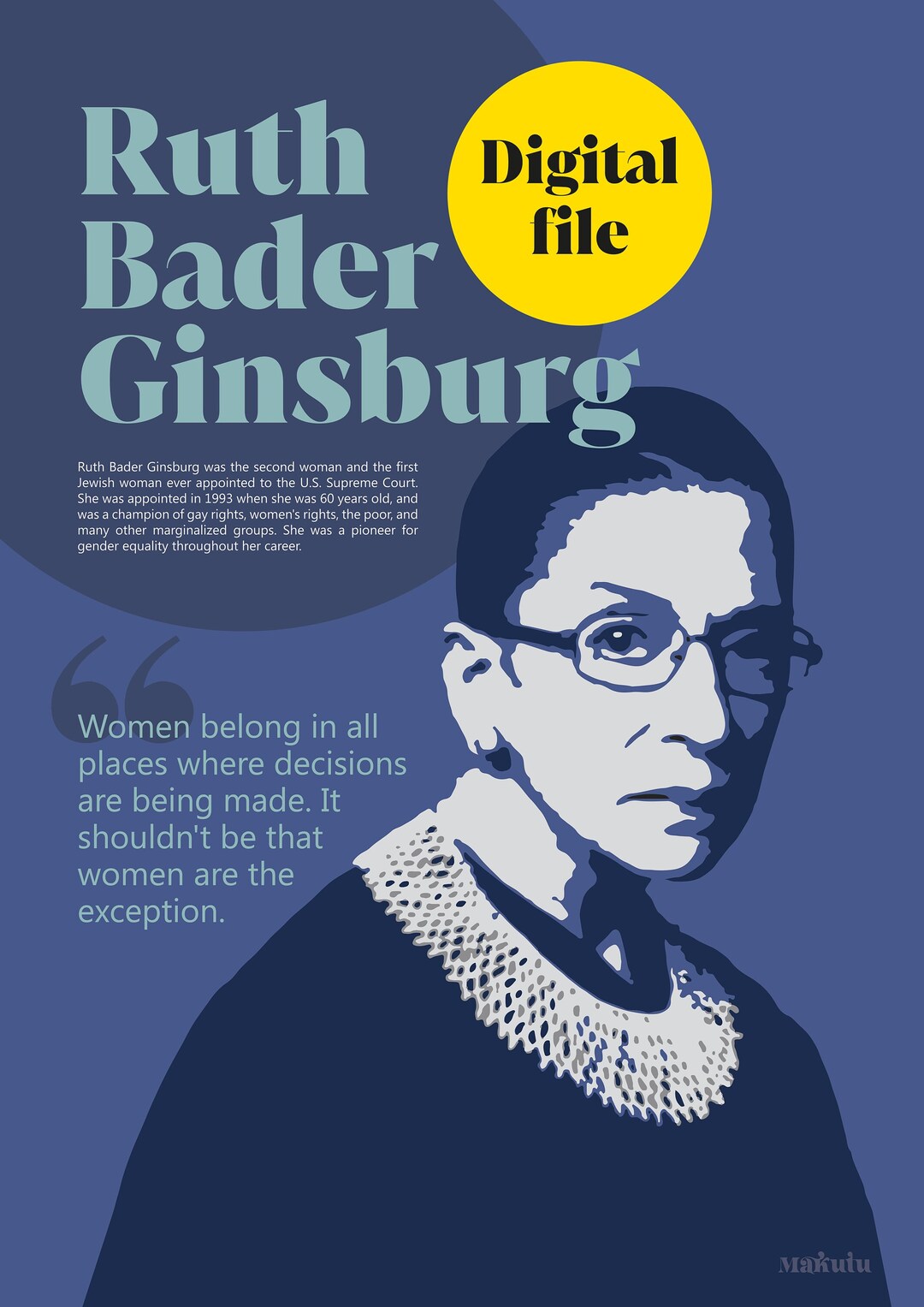 Ruth Bader Ginsburg - Digital Poster Influential Women International ...